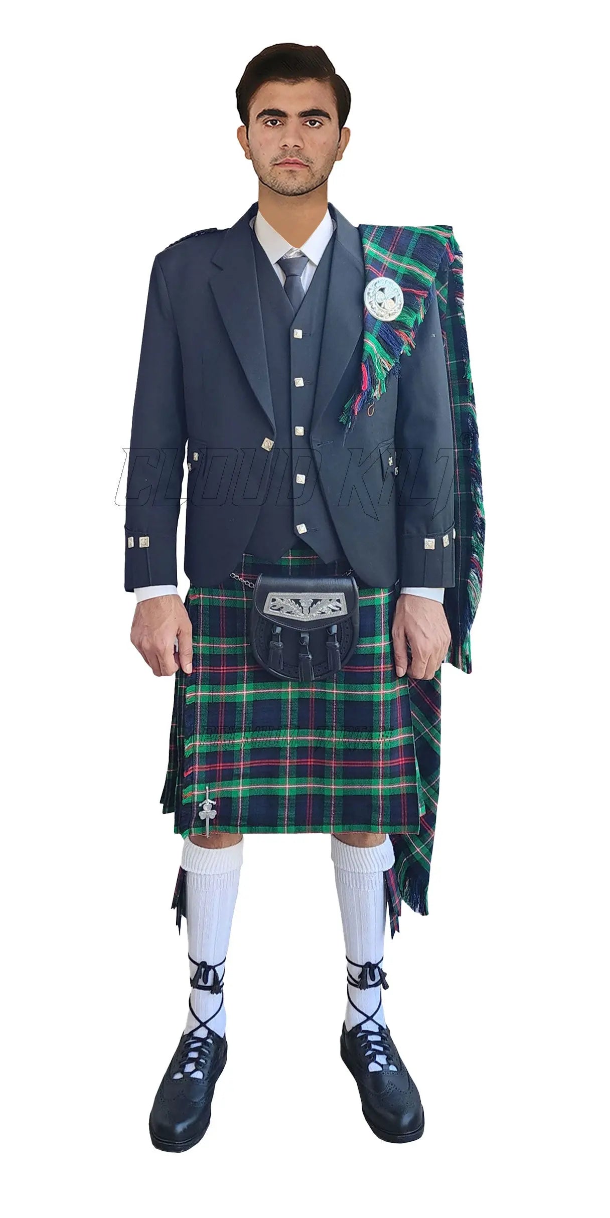 Black Argyll Kilt Outfit With MacKenzie Morgan Tartan Kilt - CLOUD ...