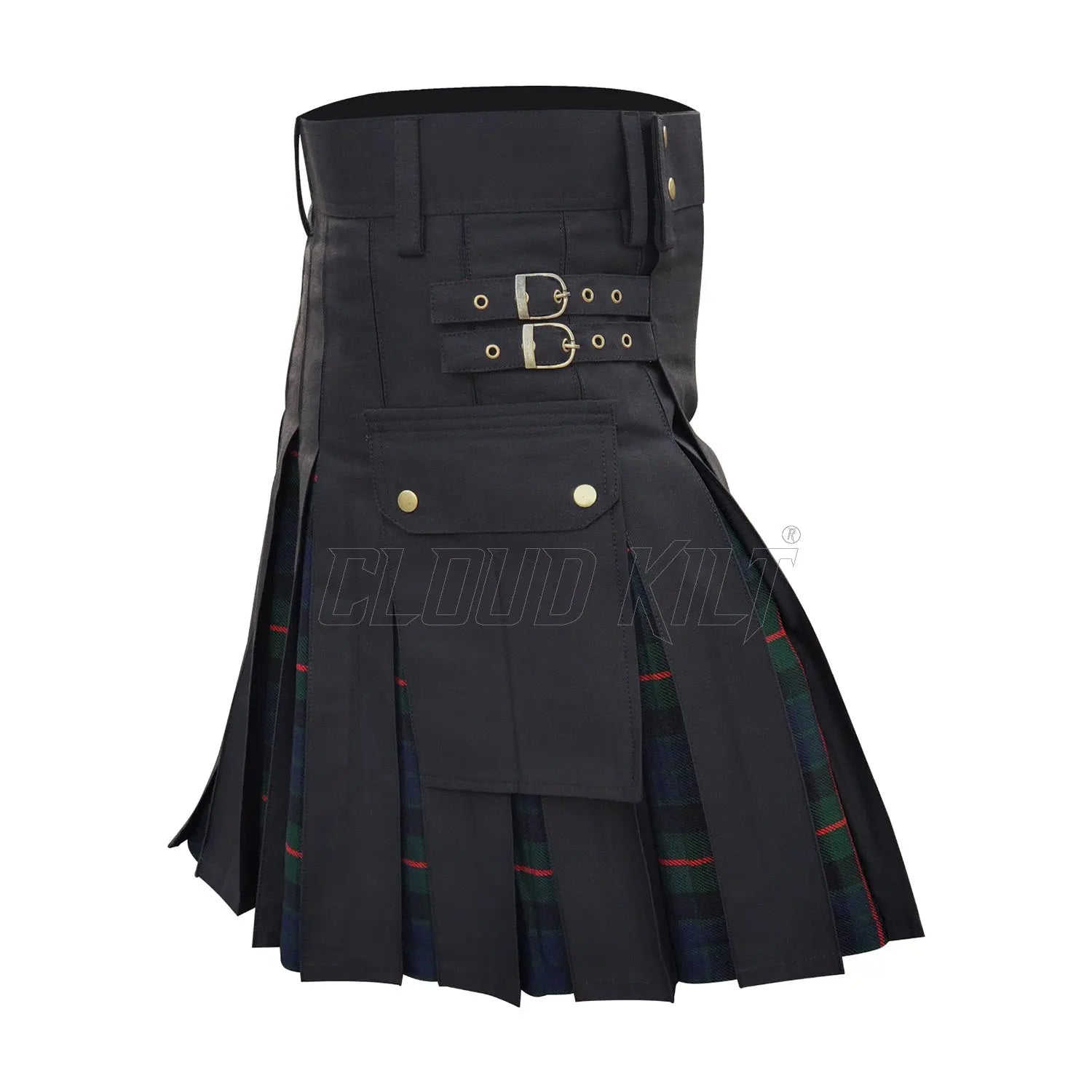 Box Pleated Tartan Hybrid Gunn Modern Utility Kilt - CLOUD KILT