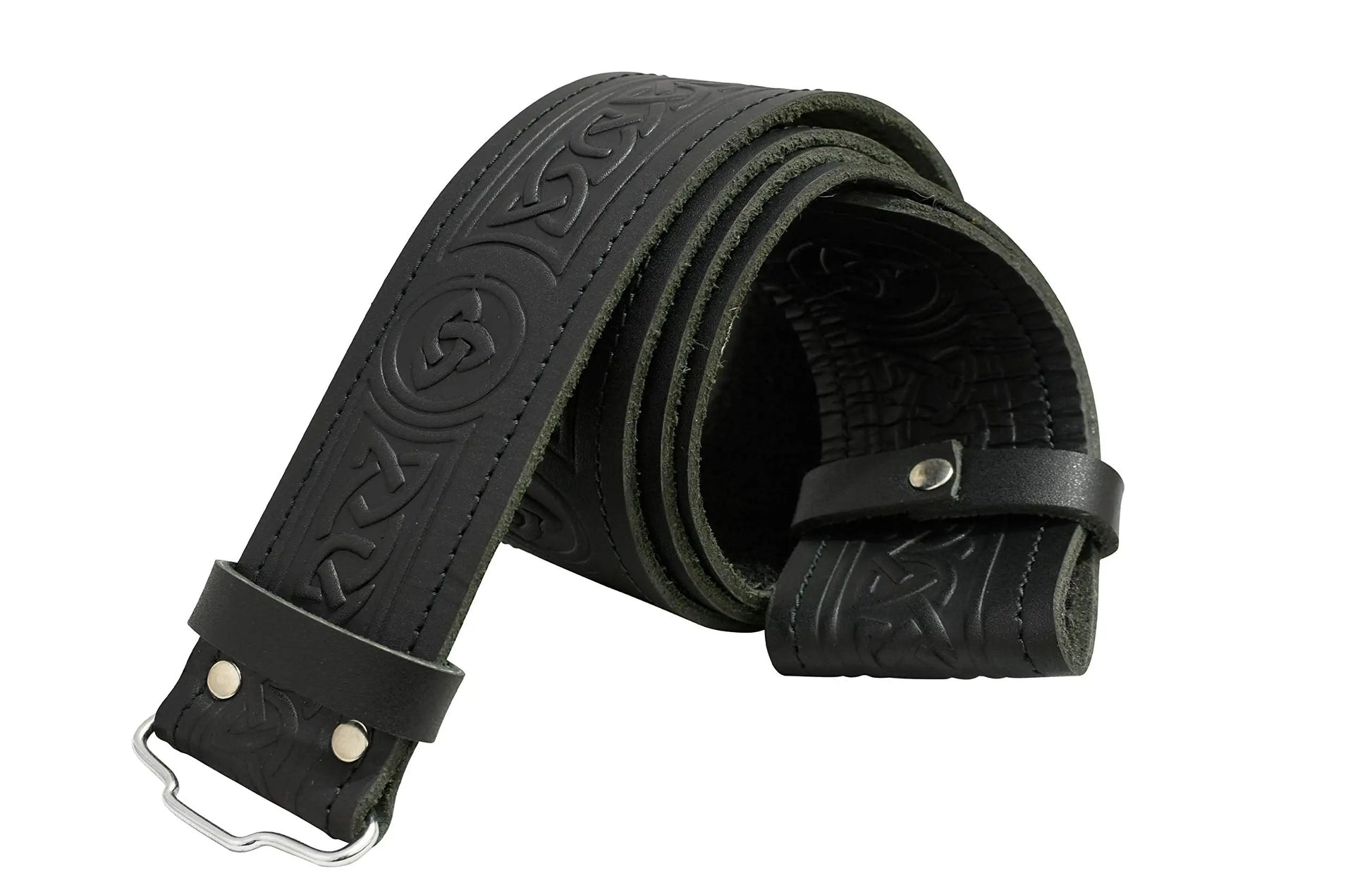 Celtic Twist Black Leather Kilt Belt |High-Quality - CLOUD KILT