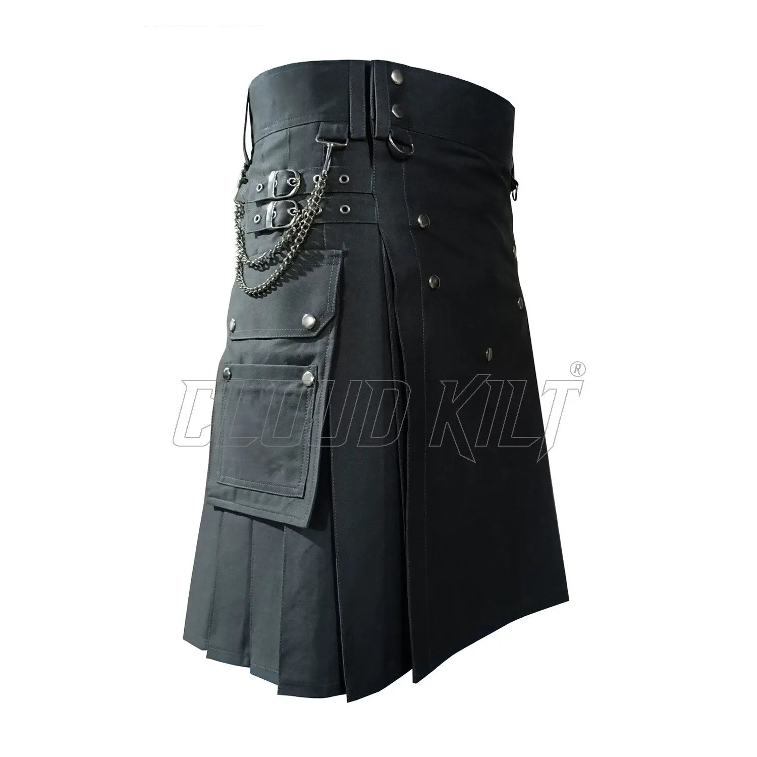 Deluxe Modern Utility Kilt For Men With Chain - CLOUD KILT