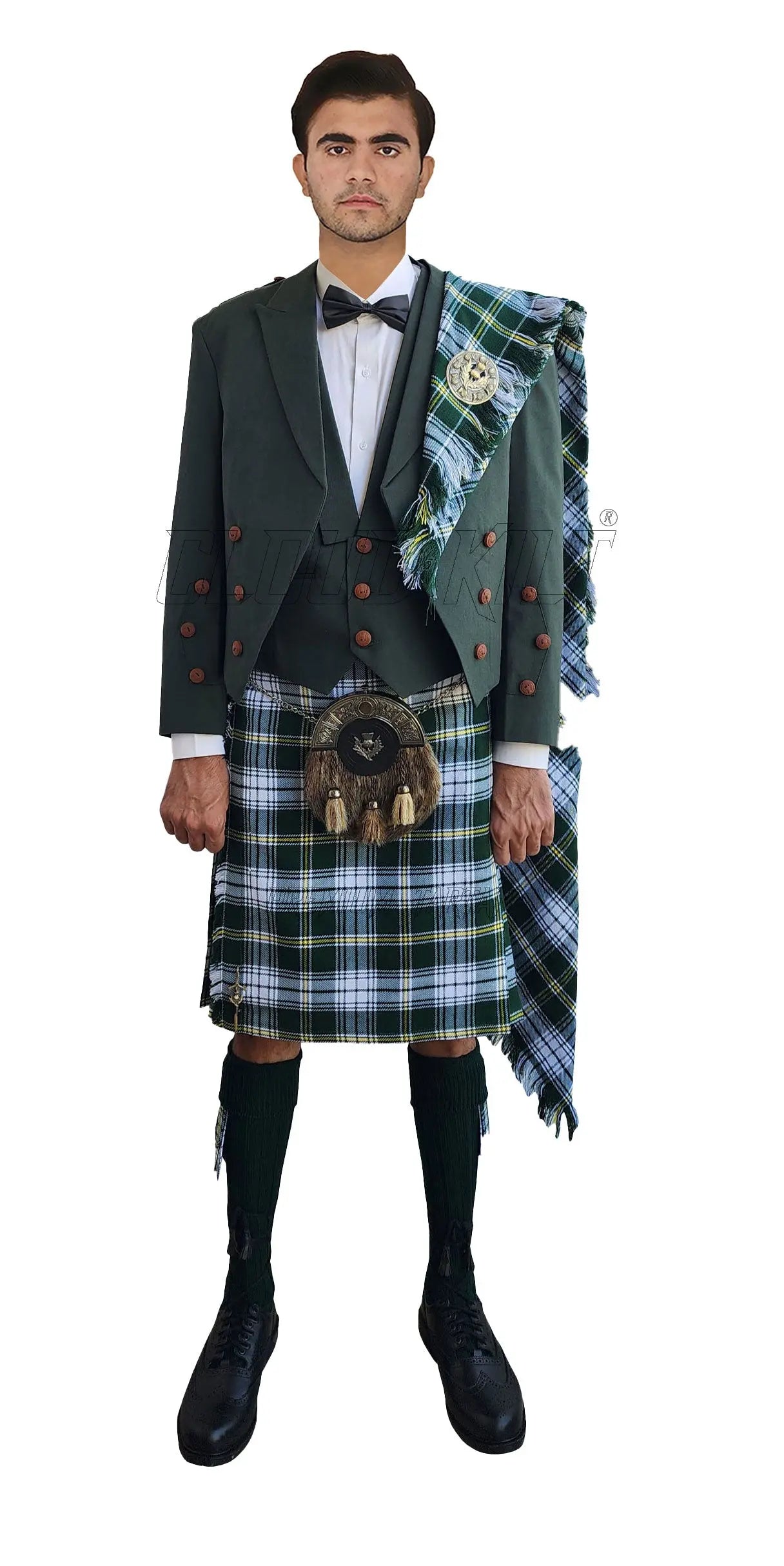Green Prince Charlie Kilt Outfit With St Patrick Irish Tartan Kilt ...