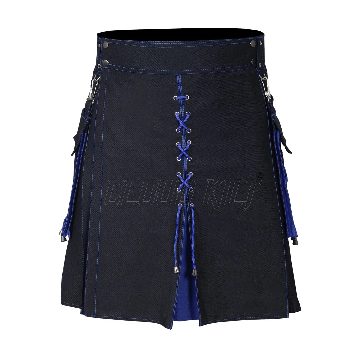 Hybrid Black and Blue Utility Kilt For Men - CLOUD KILT