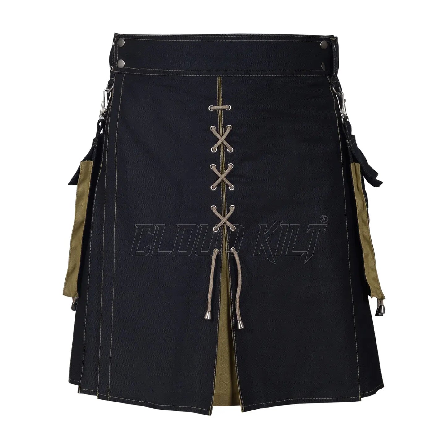 Hybrid Black and Khaki Utility Kilt For Men - CLOUD KILT