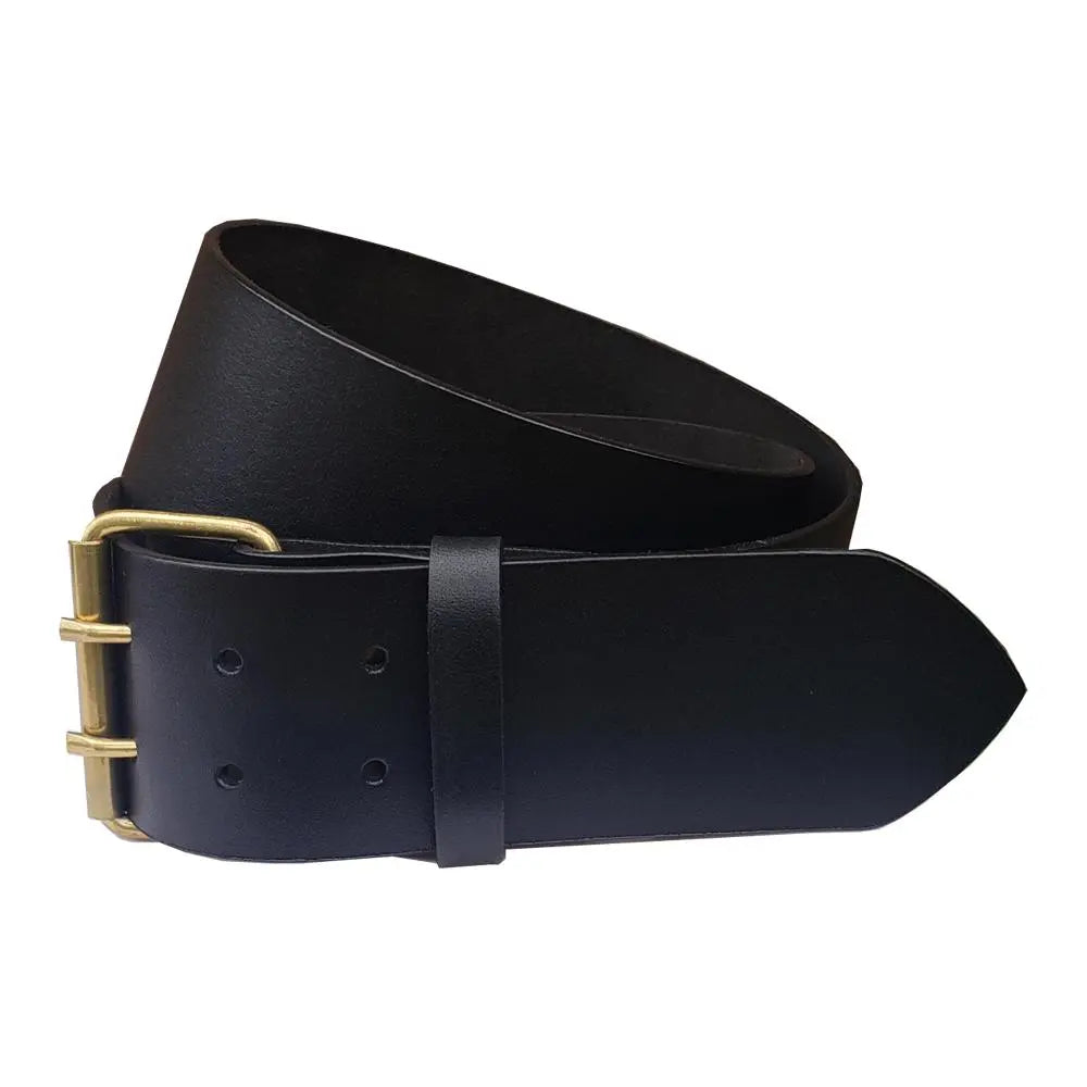Black Leather Kilt Belt | High-Quality - CLOUD KILT