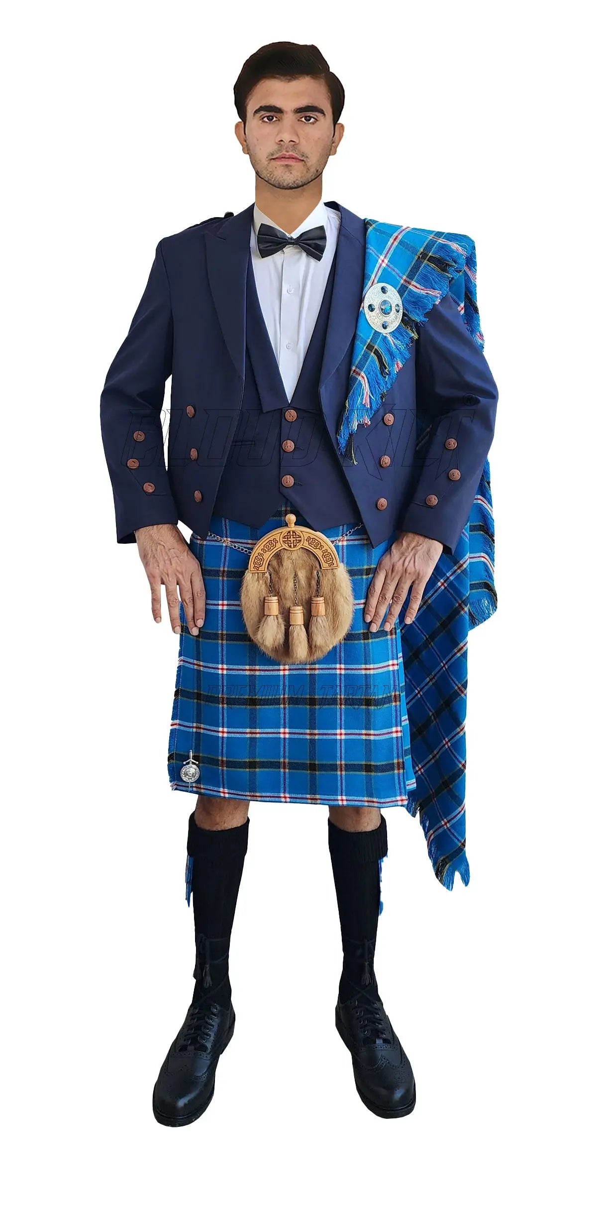 Navy Prince Charlie Kilt Outfit With Oklahoma Tartan Kilt - CLOUD KILT