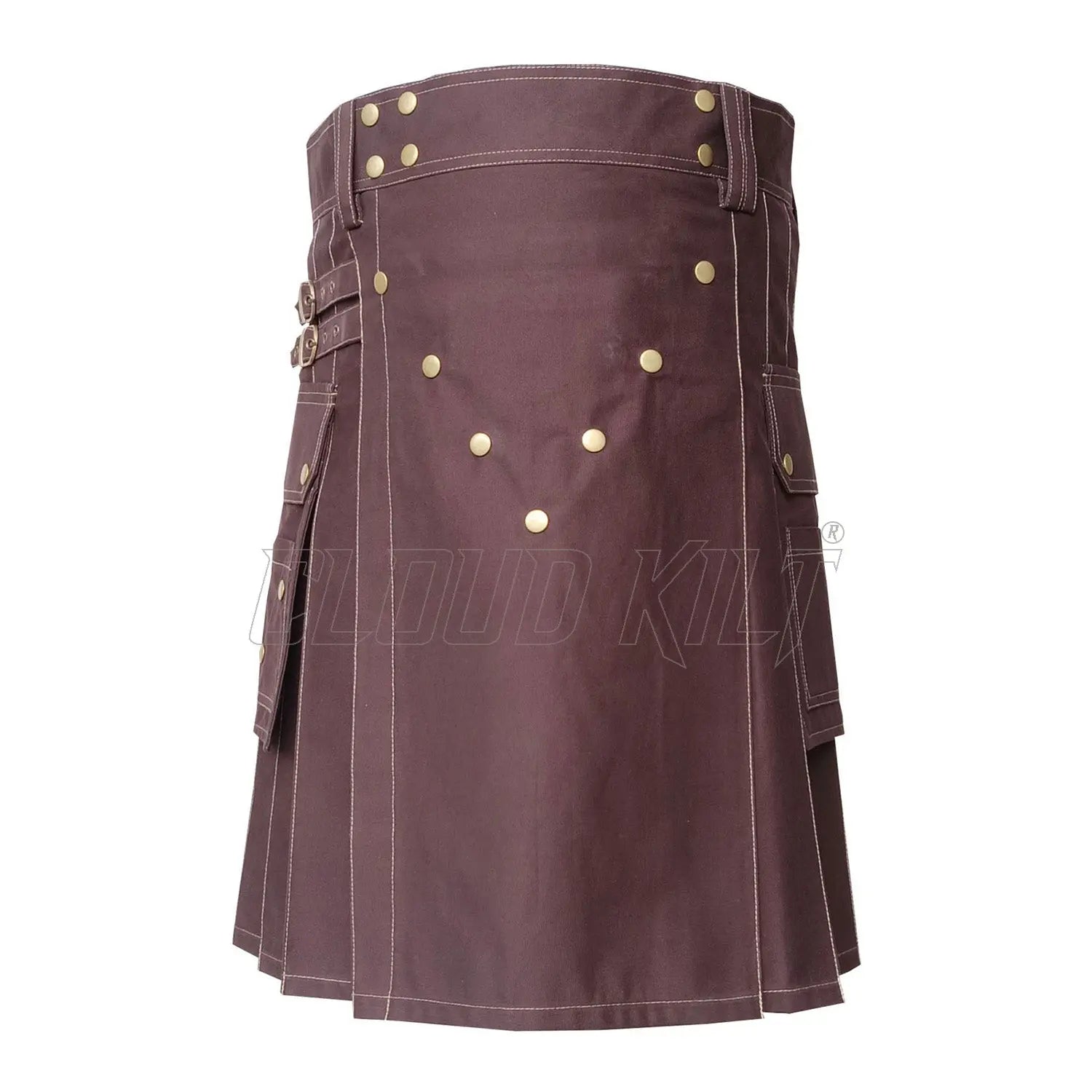 Premium Cotton Brown Utility Victory Kilt Khaki Thread - CLOUD KILT